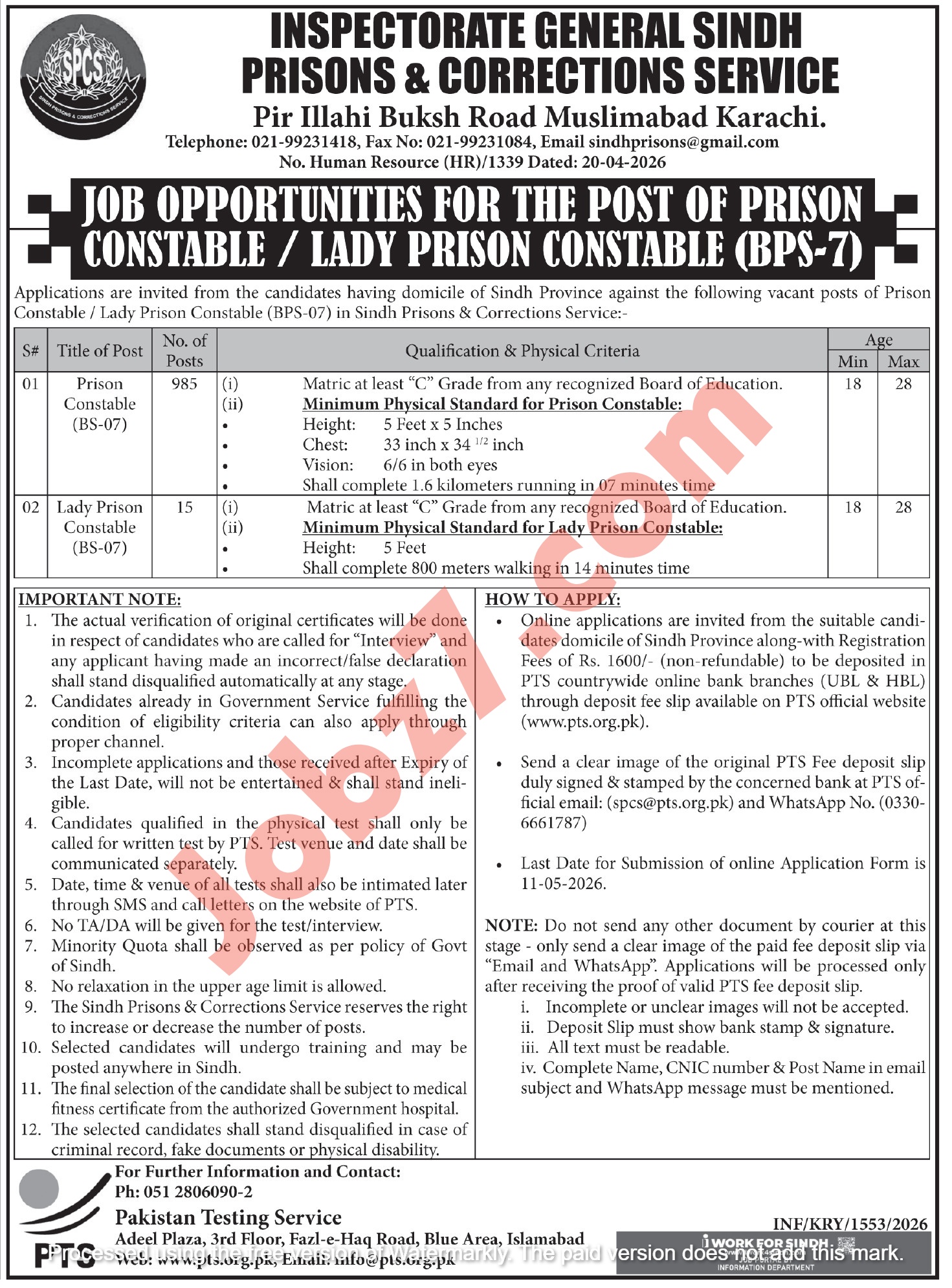 Prisons Department Jobs 2026 Prison Constable & Lady Prison Constable ...